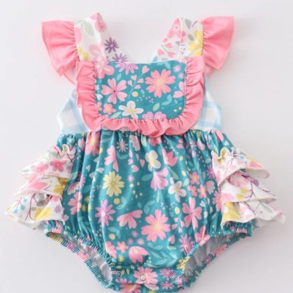 One Pieces | Boutique Baby Girls Floral Ruffle Romper Jumpsuit | Poshmark
